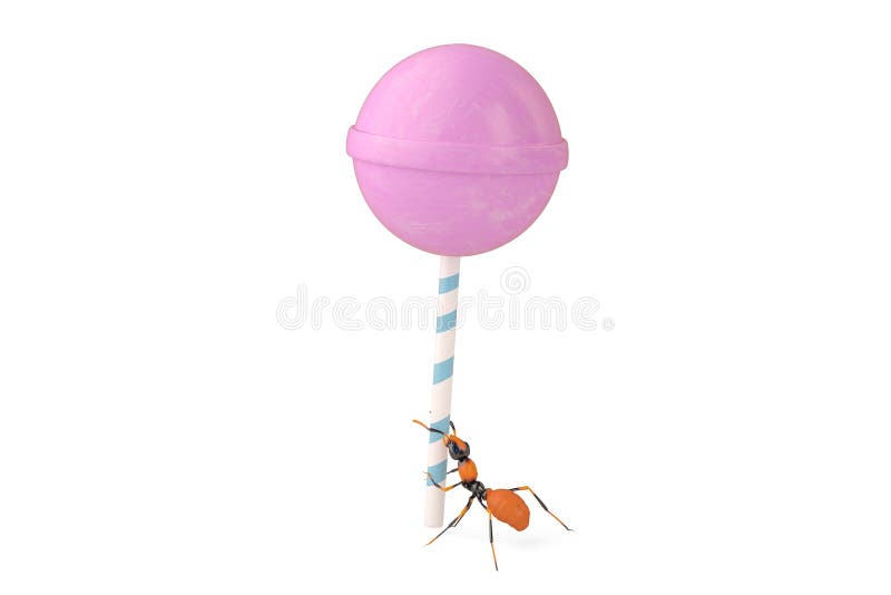 An Ant with Lollipops.3D Illustration. Stock Illustration ...