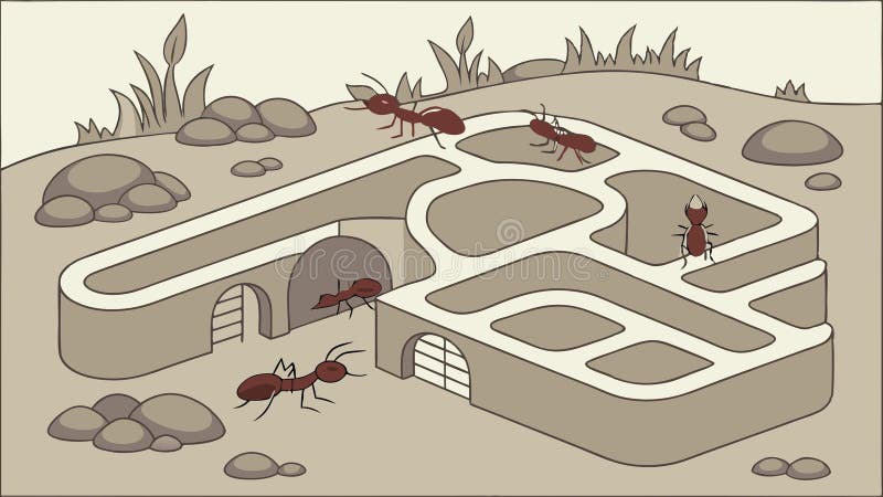 Ant Maze Illustration, Intricate Insect Path Vector Design Generative AI Stock Illustration ...