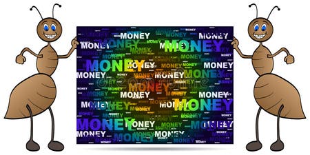 Ant with money banner stock vector. Illustration of funny - 19662364
