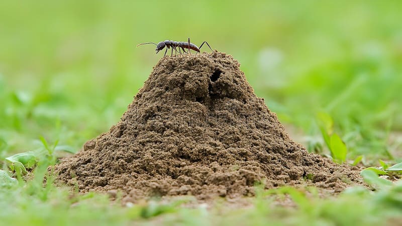 Ant on Anthill stock illustration. Illustration of soil - 375533765