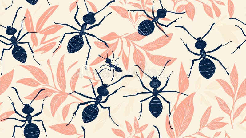 Ant Patterns in Pastel Colors with Minimalist Modern Style Stock Illustration - Illustration of ...