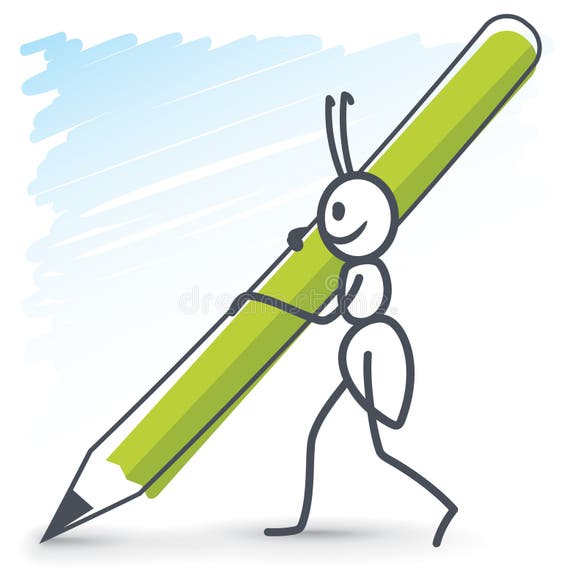 Ant and pen stock vector. Illustration of graphite, animal - 83906968