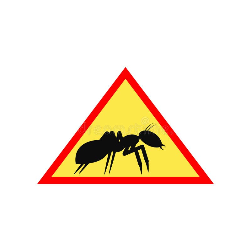Ant Silhouette Inside a Triangular Warning Sign. Stock Vector ...