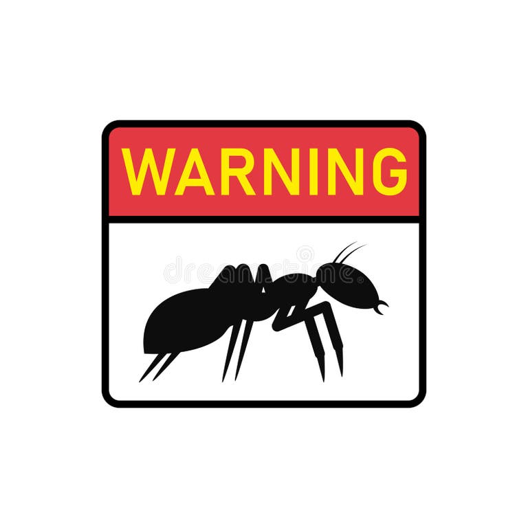 Ant Silhouette Inside a Warning Sign. Stock Vector - Illustration of ...