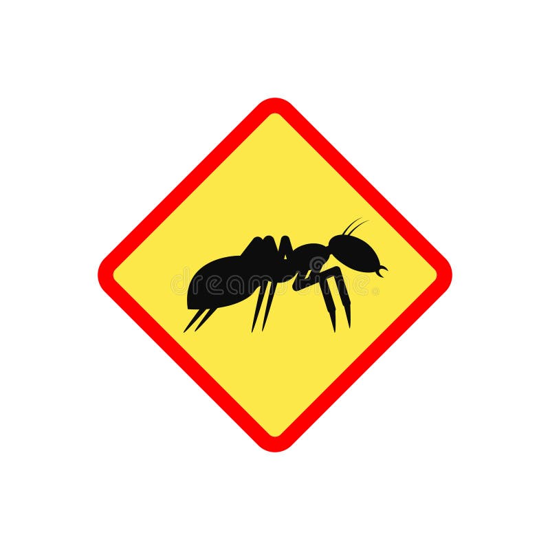 Ant Silhouette Inside a Warning Sign. Stock Vector - Illustration of ...