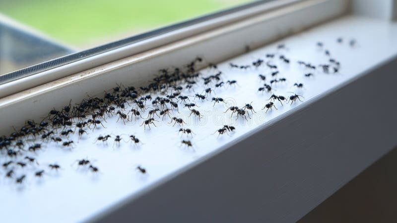 Ant Trail on Windowsill an Organized Invasion, Tiny Insects Marching in ...