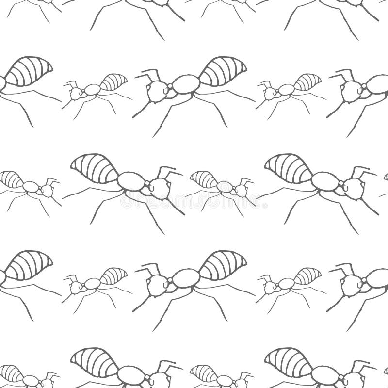 Ant Vector Seamless Pattern Isolated on White Background Stock Vector ...