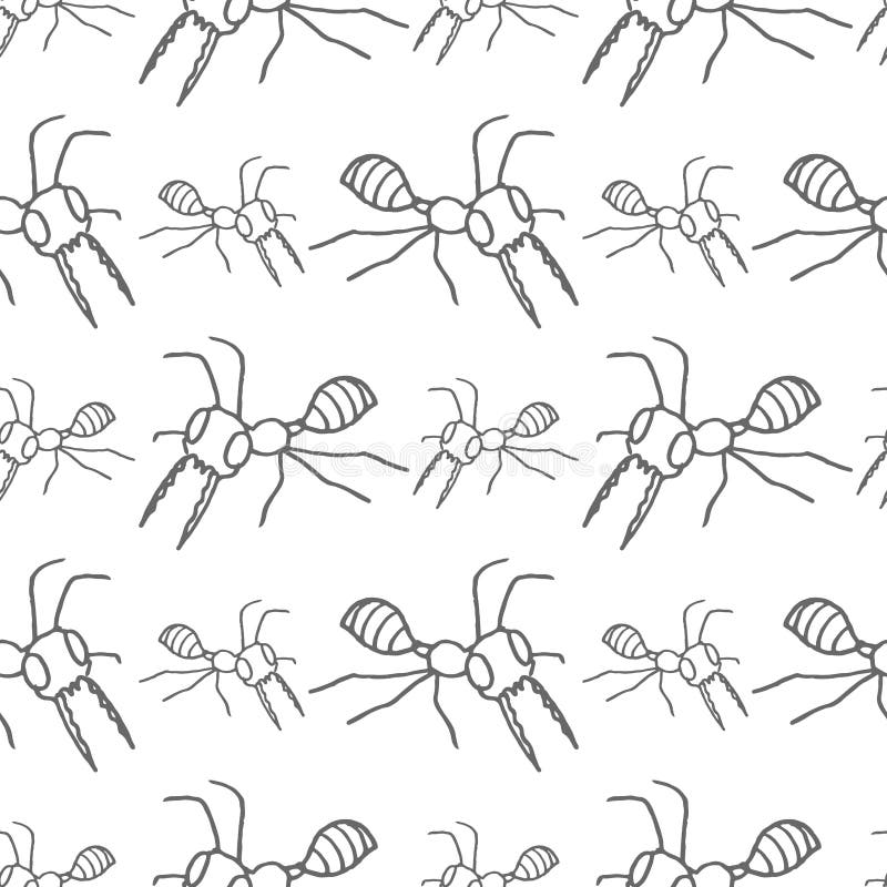 Ant Vector Seamless Pattern Isolated on White Background Stock Vector ...