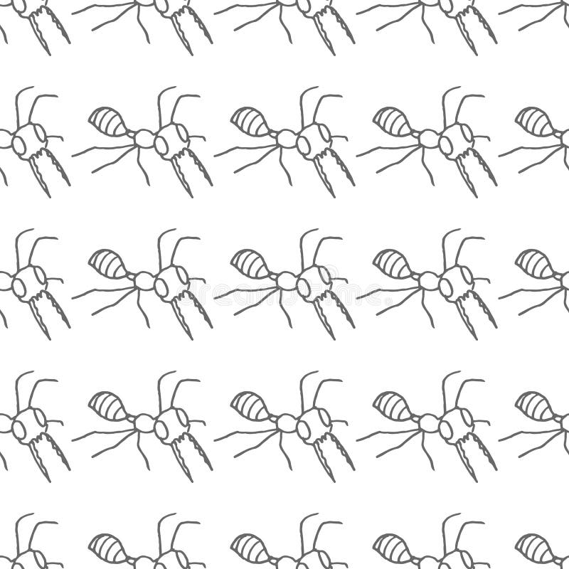 Ant Vector Seamless Pattern Isolated on White Background Stock Vector ...