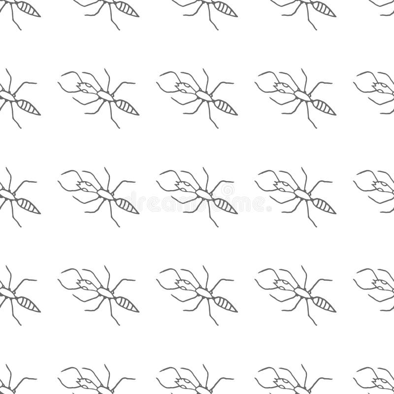 Ant Vector Seamless Pattern Isolated on White Background Stock Vector ...