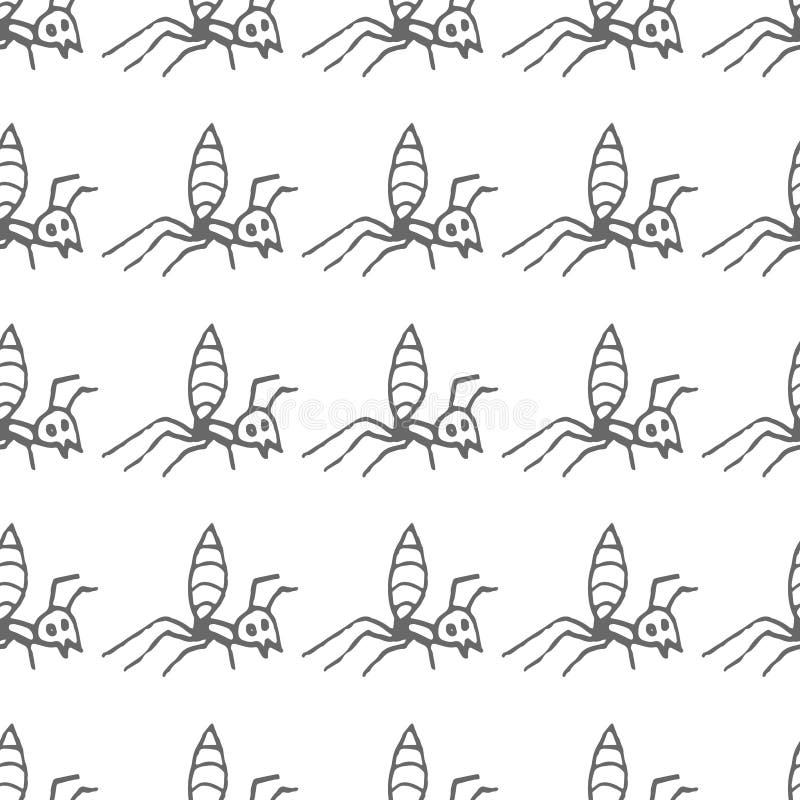 Ant Vector Seamless Pattern Isolated on White Background Stock Vector ...