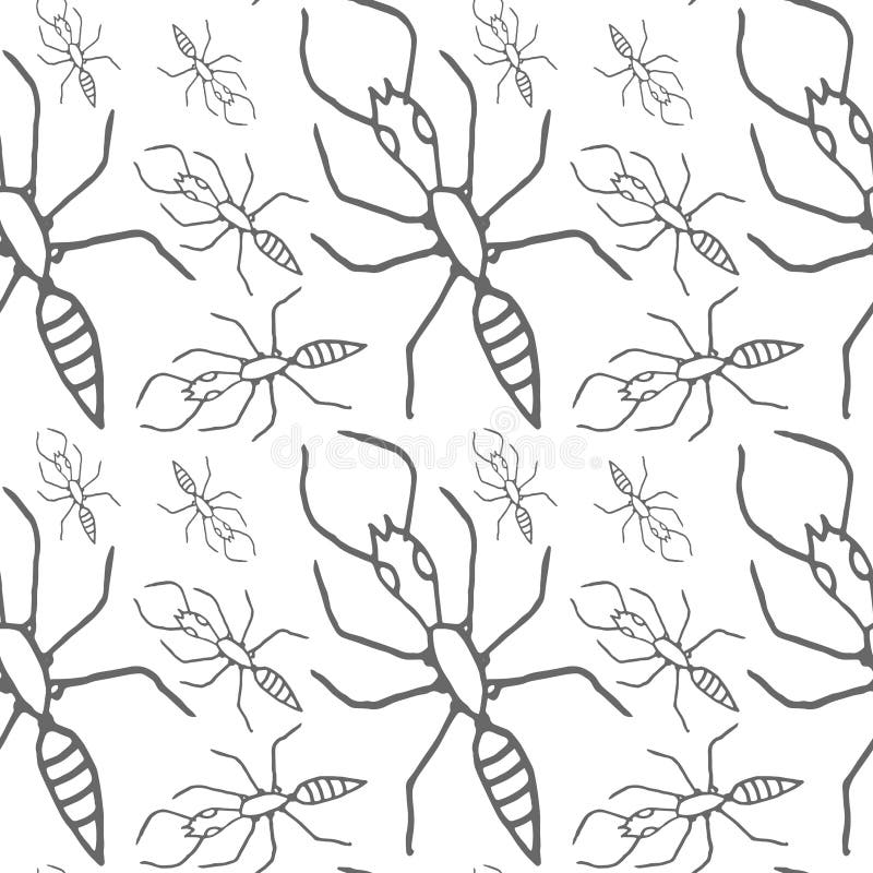 Ant Vector Seamless Pattern Isolated on White Background Stock Vector ...