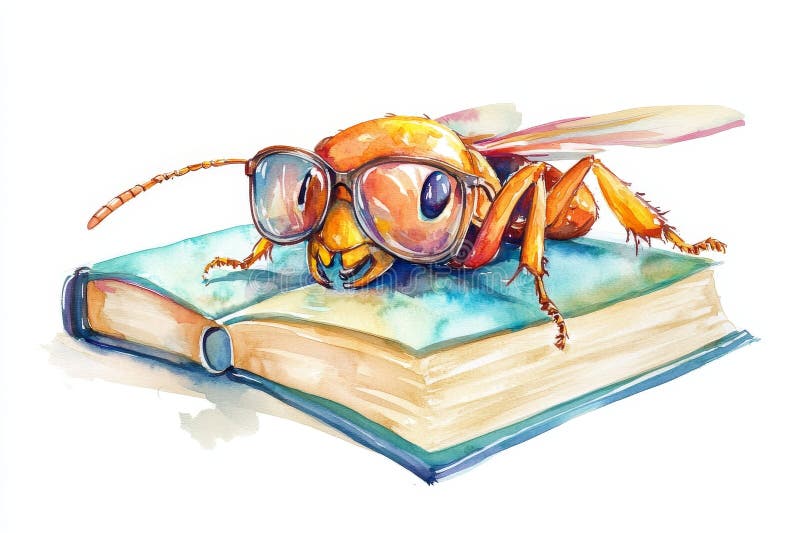 An Ant Wearing Glasses Sits on a Book Symbolizing Knowledge Learning ...
