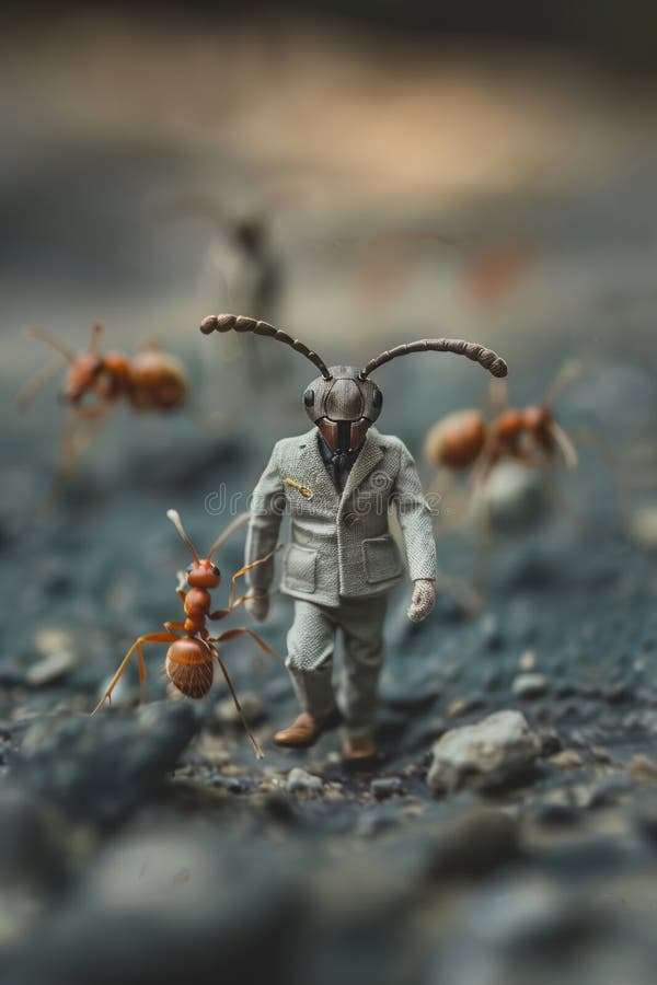 An Ant Wearing a Miniature Suit Leading a Team in Project Management ...