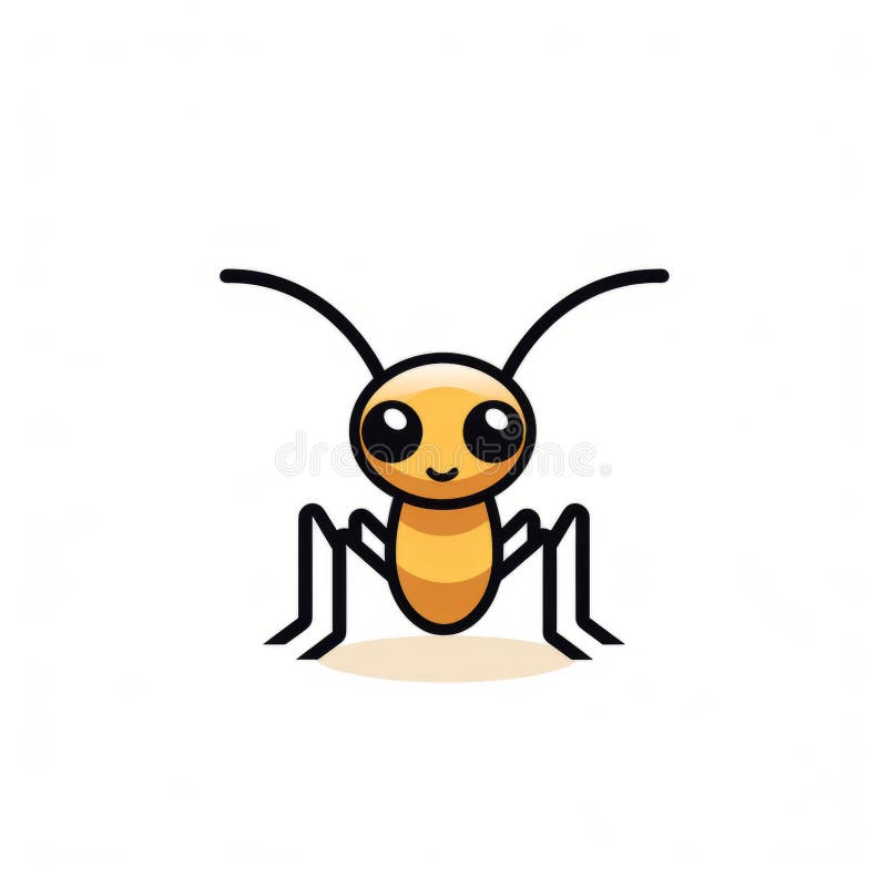 Cute Ant Logo Design: Minimalistic Cartoon Concept in Light Yellow and ...