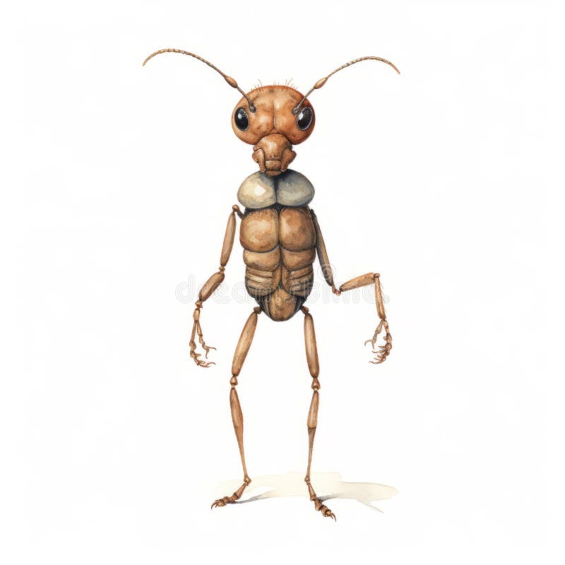 Vintage Watercolored Ant Guy Character Illustration in Trompe L Oeil ...