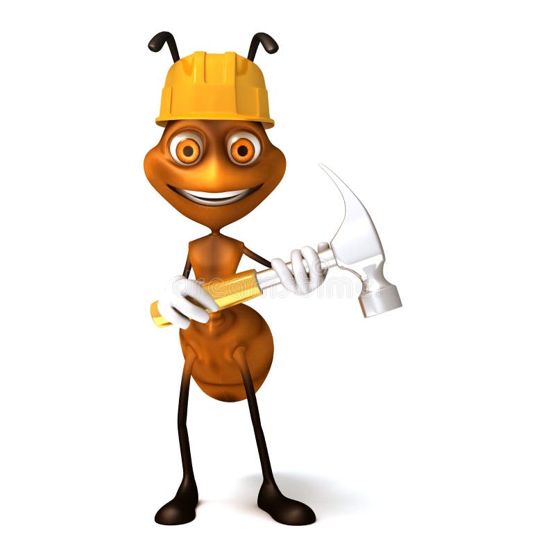 Ant with work hammer stock illustration. Illustration of three - 47717201