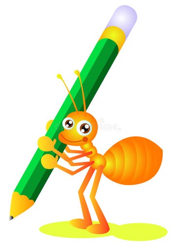 Ant writing stock illustration. Illustration of funny - 15852959