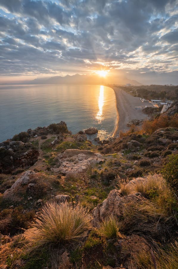 Antalya Beach and Mountains View, Turkiye, Turkey Stock Photo - Image ...