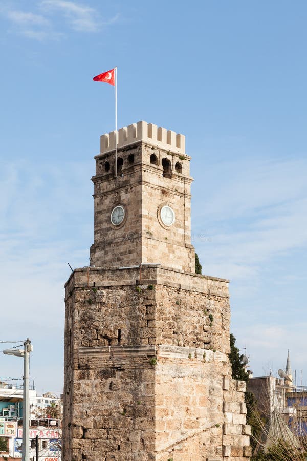Antalya Clock Tower stock image. Image of asia, evening - 228694935