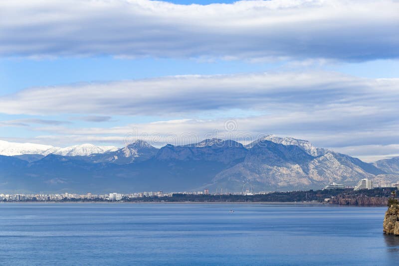 Antalya Sea and Mountain Views, in the Sea in Turkey Stock Image ...