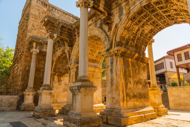 ANTALYA, TURKEY: Adrian Gate. Antique Ancient Construction of Marble ...