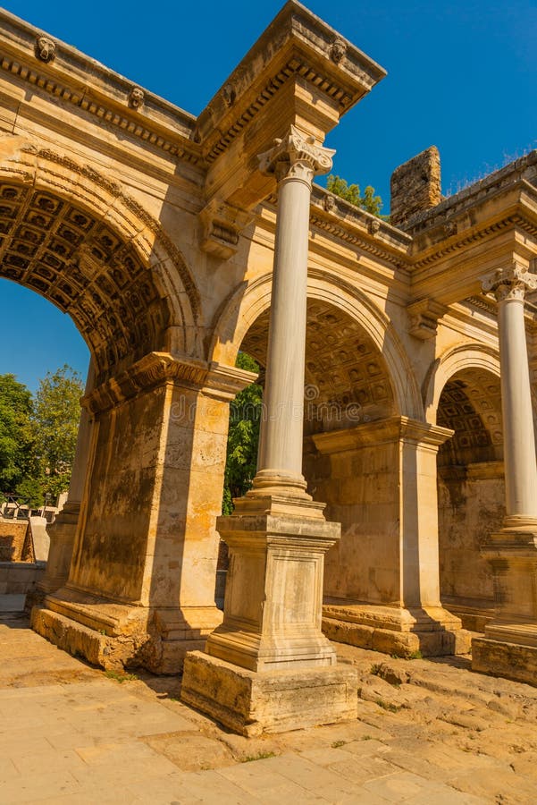 ANTALYA, TURKEY: Adrian Gate in the Background Blue Sky. Antique ...