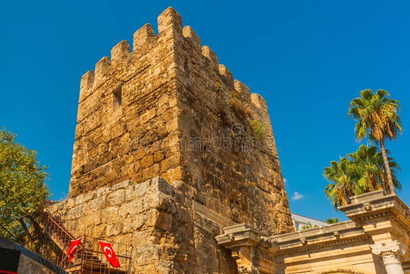 ANTALYA, TURKEY: Adrian Gate in the Background Blue Sky. Antique ...