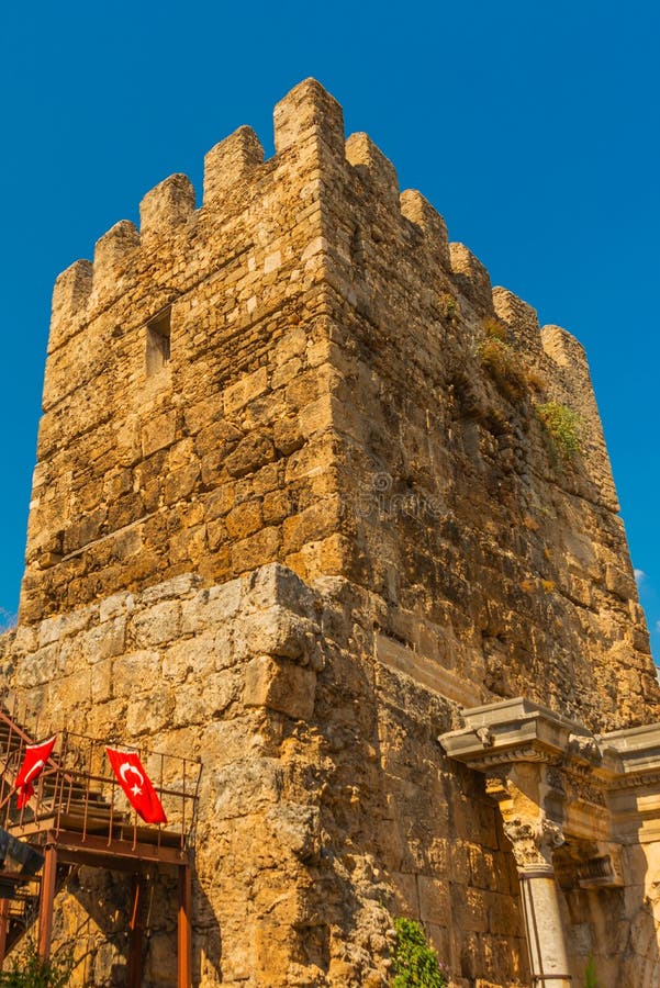 ANTALYA, TURKEY: Adrian Gate in the Background Blue Sky. Antique ...