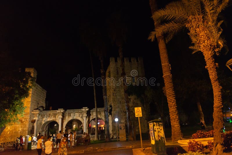 ANTALYA, TURKEY: Adrian Gate in the Evening. Antique Ancient ...