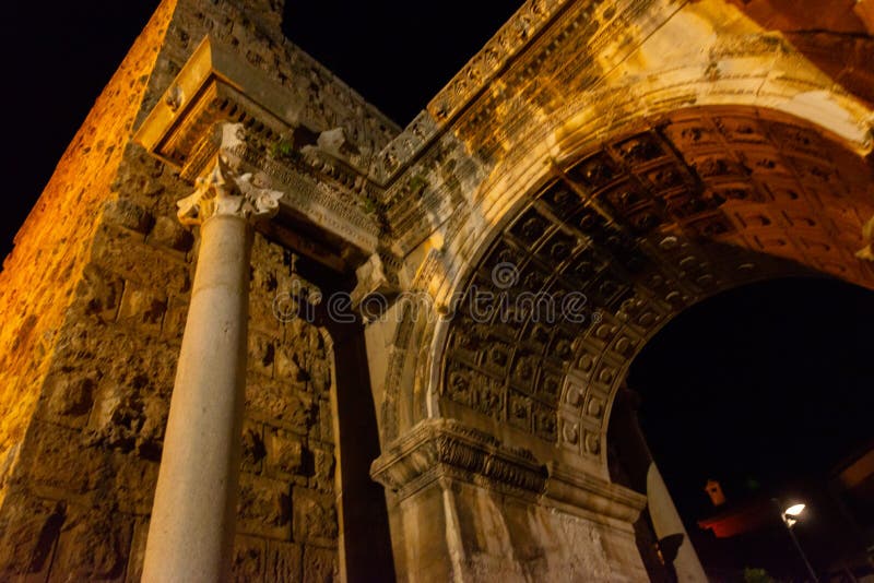 ANTALYA, TURKEY: Adrian Gate in the Evening. Antique Ancient ...