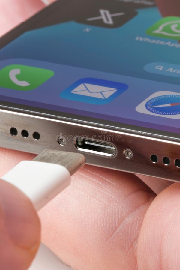 Antalya, Turkey - August 15, 2023. Apple IPhone and Usb-c or Type-C ...