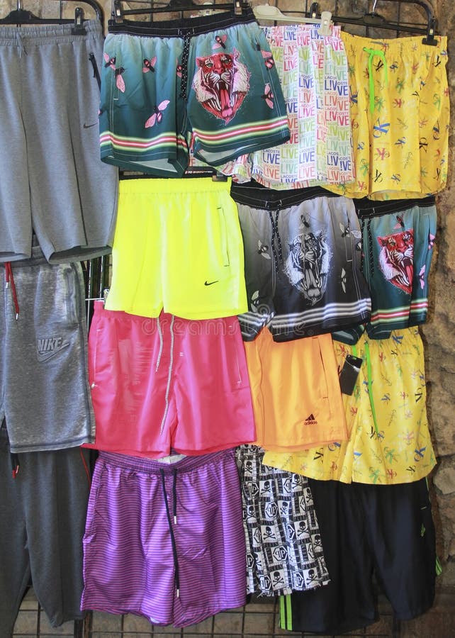 Antalya, Turkey, August 25, 2022. Multi-colored Men`s Shorts with ...