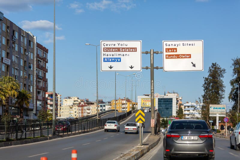 Antalya/Turkey - 20/03/2022: City Road Signs in Turkey Editorial ...