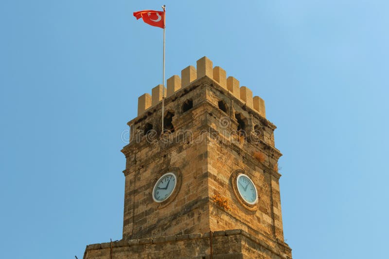 ANTALYA, TURKEY: Clock Tower from the Citadel in Antalya. Stock Photo ...