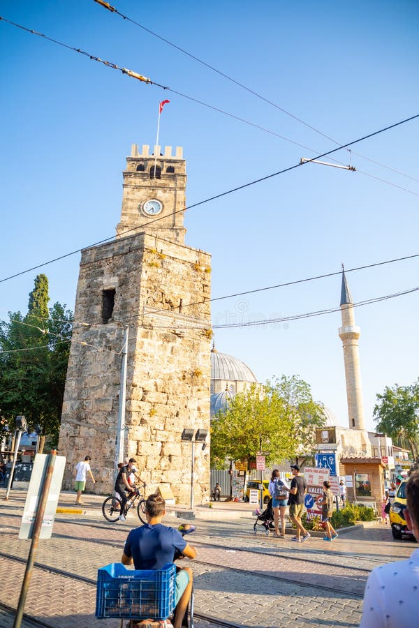 Antalya, Turkey - 7.09.2020: Famous Tower in Antalya at Sunset Light ...