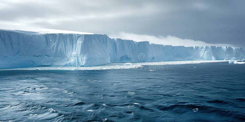 Antarctic Coast, Steep Edge of an Ice Shelf in the Sea Stock ...