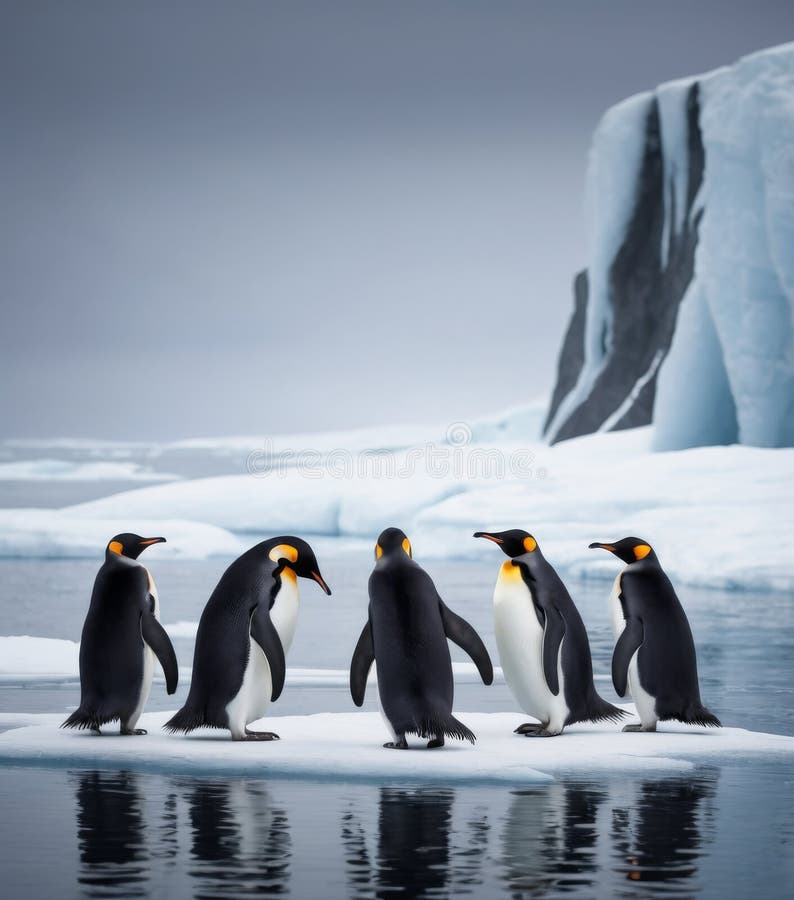 Antarctic Convocation: Penguins Align Stock Photo - Image of untouched ...
