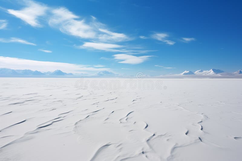 Antarctic Desert Landscape, Cold Snow Plain Under Blue Sky Stock ...