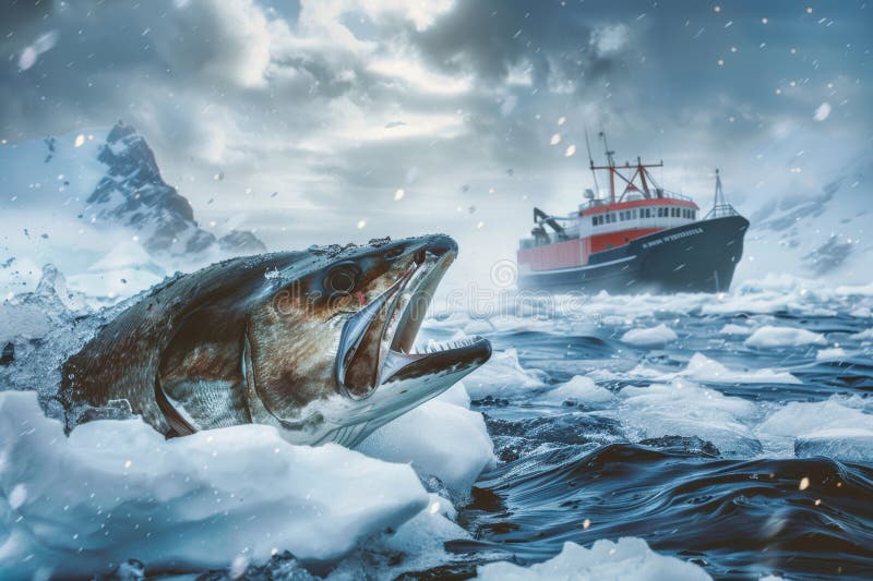 Antarctic Fish on a Glacial Surface, Symbolizing the Cold Polar Marine ...