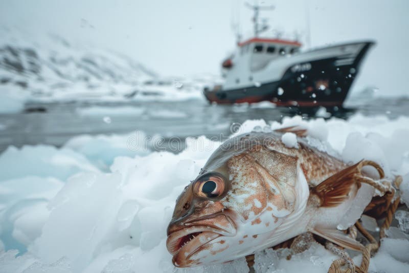 Antarctic Fishing Operations Featuring Fish and Icy Waters Stock Photo ...