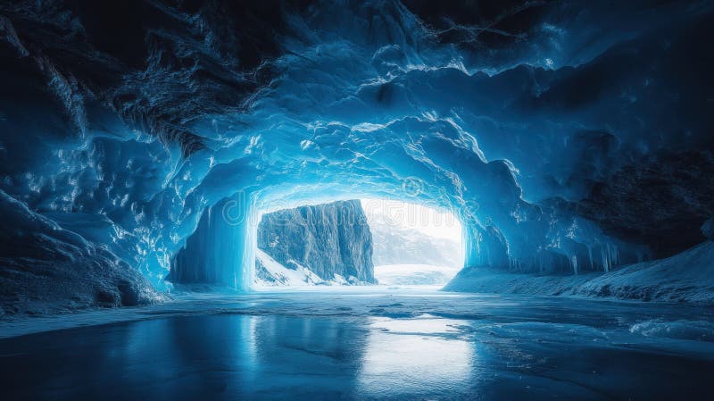 Antarctic Ice Cave Exit, Glacial Landscape Stock Illustration ...