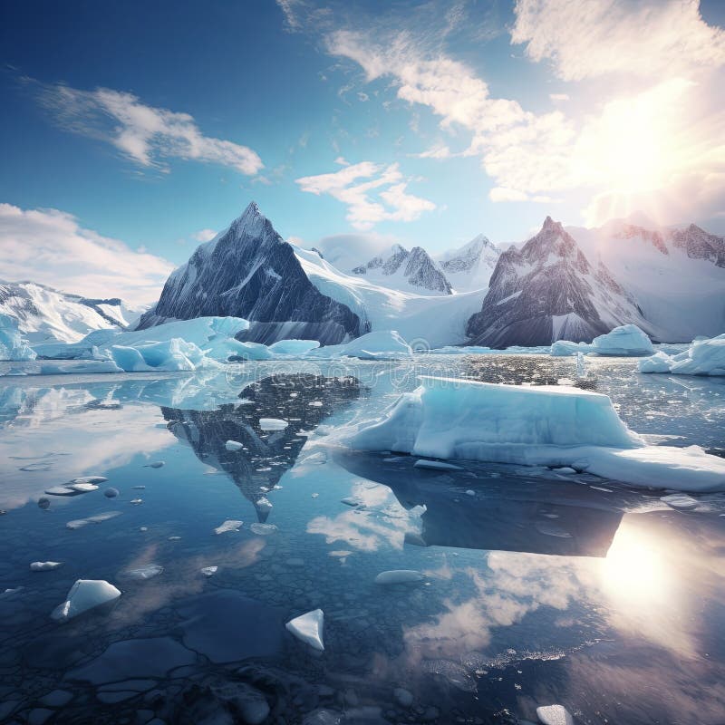 Antarctic Landscape with Glaciers and Shiny Ice. Stock Photo - Image of ...
