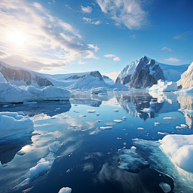 Antarctic Landscape with Glaciers and Shiny Ice. Stock Image - Image of ...
