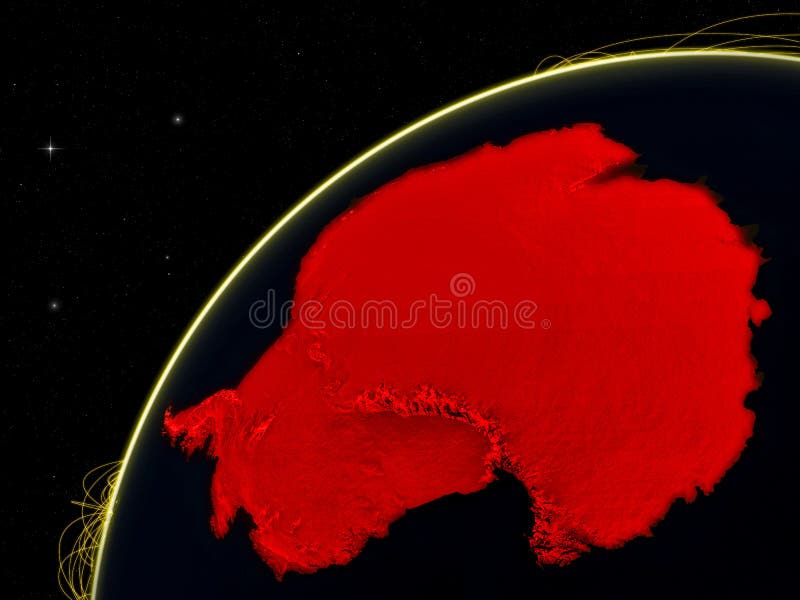 Antarctica on Dark Globe in Space Stock Illustration - Illustration of ...
