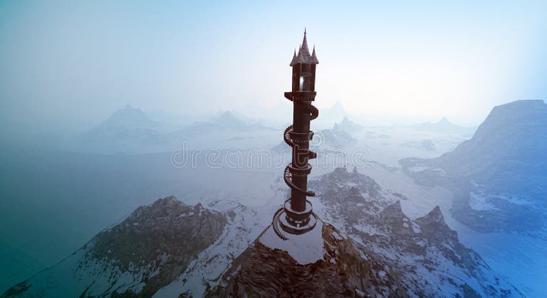 Antarctica Lighthouse Fantasy Stock Illustration - Illustration of ...