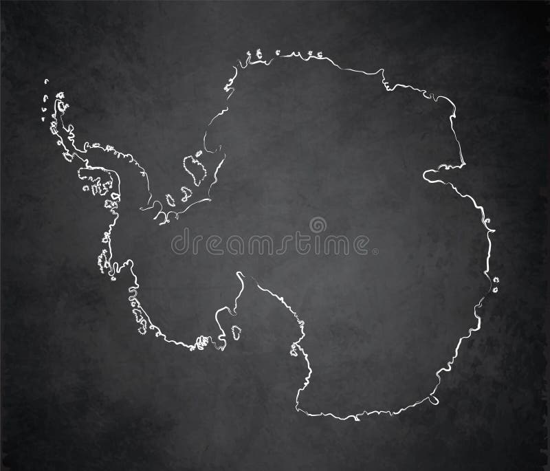 Blank Map of Antarctica. Thin Line Antarctica Map on a Transparent ...