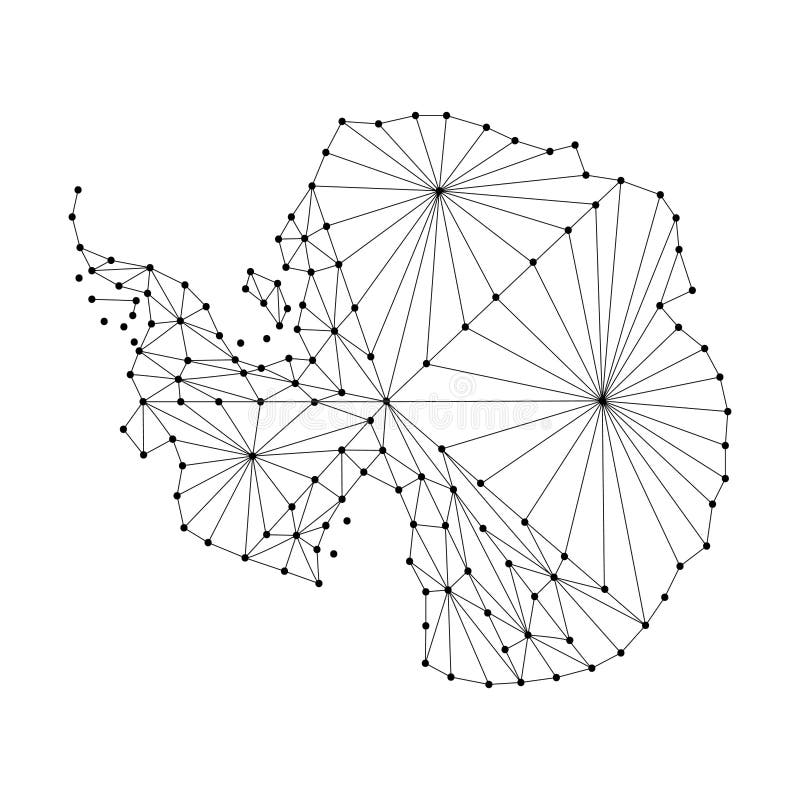 Antarctica Map of Polygonal Mosaic Lines Network, Rays, Dots ...