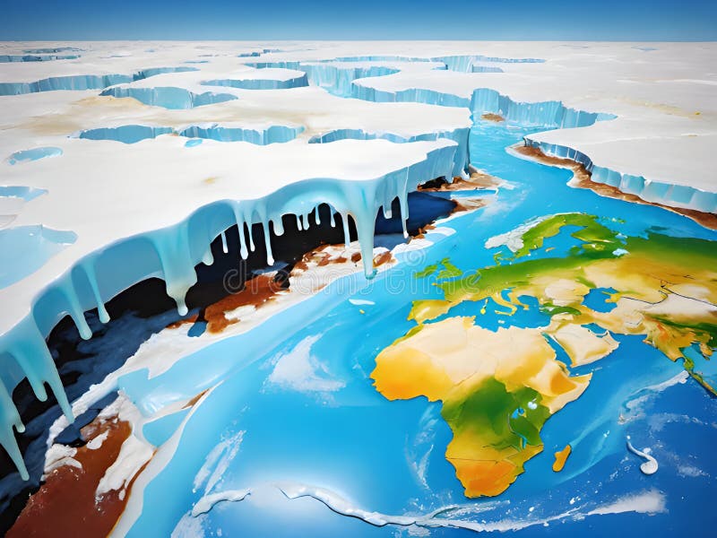 Antarctica map in winter stock illustration. Illustration of global ...