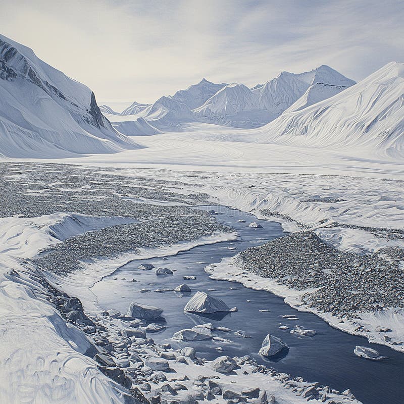 Dry Valleys, Antarctica, Hyper Realistic Drawing Stock Illustration ...